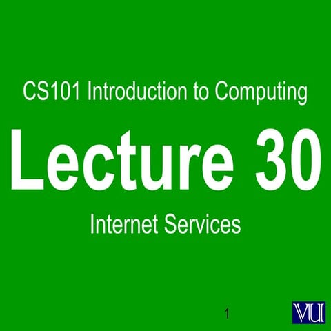 CS101- Introduction to Computing- Lecture 30 | PPT