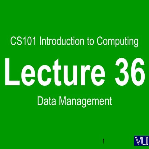 Cs101 Introduction To Computing Lecture 45