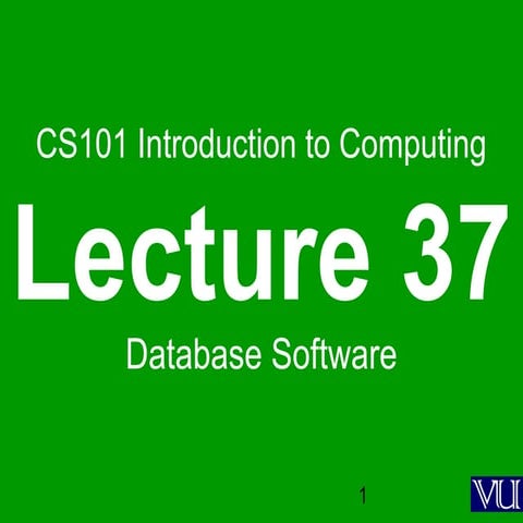 Cs101 Introduction To Computing Lecture 37 Ppt