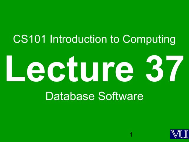Cs101 Introduction To Computing Lecture 37 Ppt
