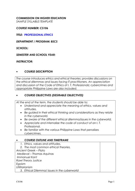Ethics Syllabus (New Format-For Submision) 1st Sem., 2021-2022 - Julius ...