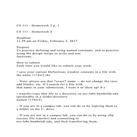 CS 111 - Homework 2 p. 1CS 111 - Homework 2Deadline1.docx
