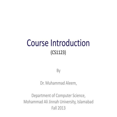 Cs1123 1 intro | PPTX | Programming Languages | Computing