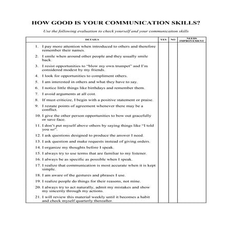 How Good is your Communication Skills-Exercise | DOC