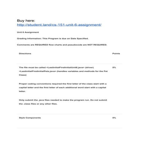 Cs 151 unit 6 assignment | PDF