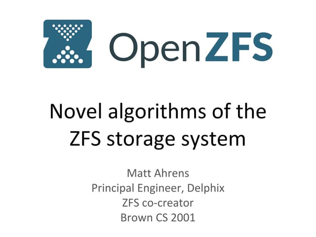 Openzfs Novel Algorithms Snapshots Space Allocation Raid Z Matt Ahrens Pdf