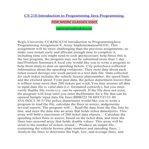 Cs 210 Introduction To Programming Java Programming Pdf