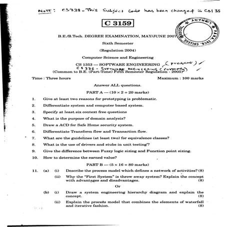 Cs2301 softwareengineering-may-jun-07 | PDF