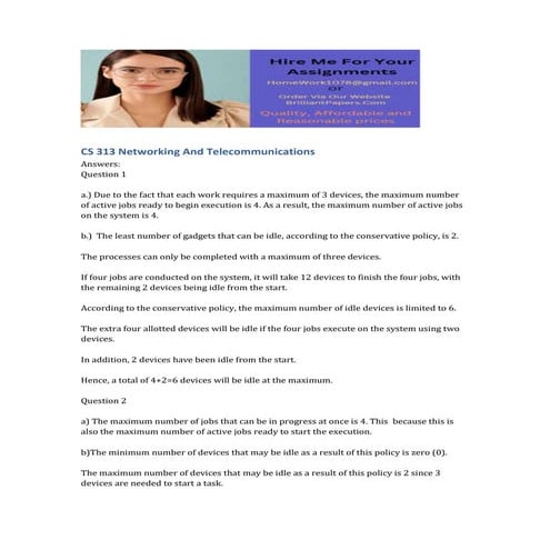 CS 313 Networking And Telecommunications.docx