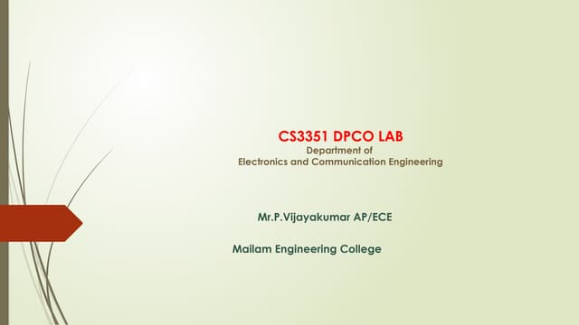 Cs3351 Digital Principles And Computer Organization Ppt