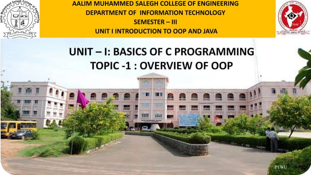 CS3391 OOP UT-I T1 OVERVIEW OF OOP | PPTX CS3391 OOP UT-I T1 OVERVIEW OF OOP | PPTX
