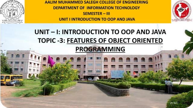 Cs3391 Oop Ut I T3 Features Of Object Oriented Programming Ppt