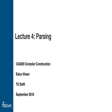 Compiler Construction Lecture 4 Parsing Ppt