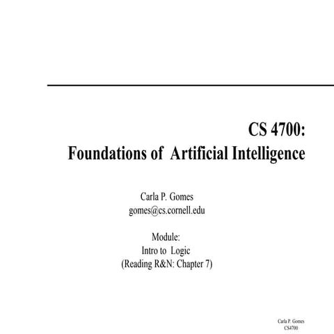CS4700-Logic notes for artificial intelligence and machine learning | PPT