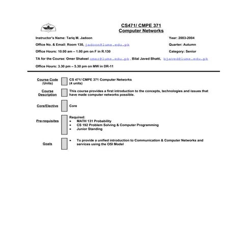 Cs 471 C Omputer Networks | PDF