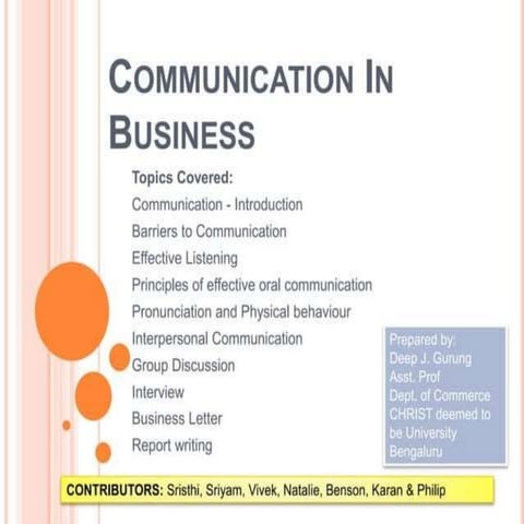 Communication in Business and Information | PPTX