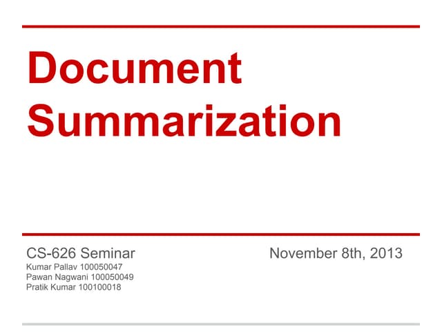 Document Summarization Ppt