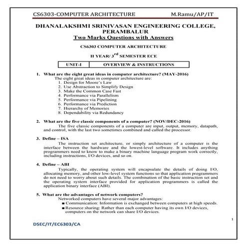Cs6303 Computer Architecture Pdf