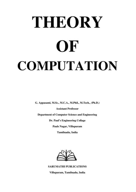 Toc 1 Introduction To Theory Of Computation Pdf Computing Technology And Computing
