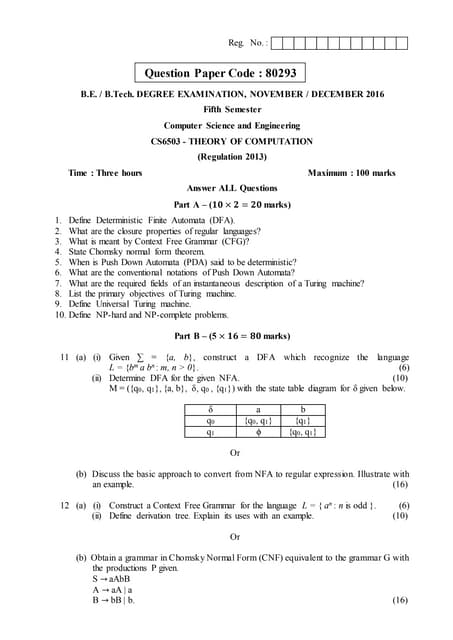 Cs6503 theory of computation lesson plan | DOC