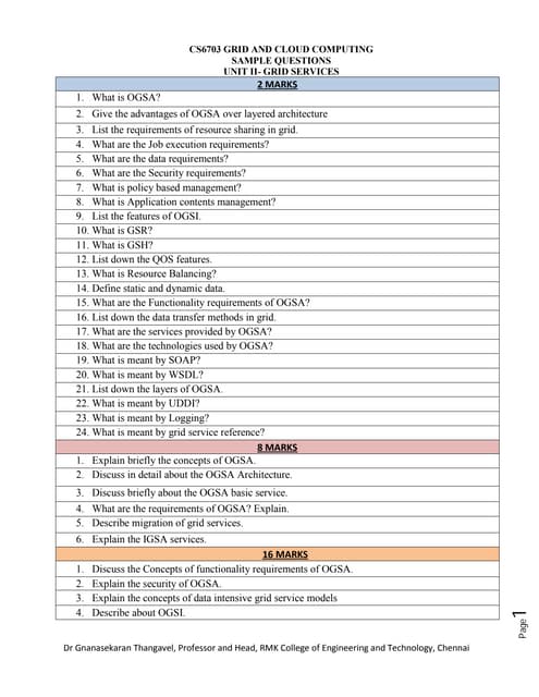 Cs6703 grid and cloud computing unit1 questions | PDF