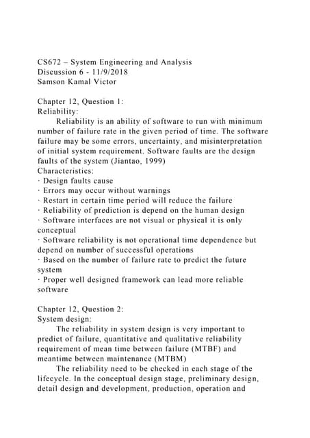 10_Design-for-Reliability in system.pptx | Operating Systems | Computer Software and Applications