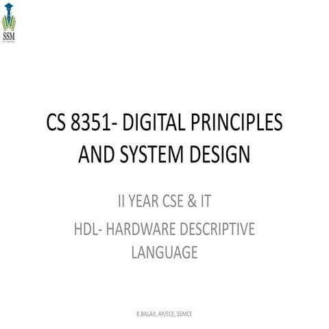 Cs 8351 dpsd-hdl | PPTX | Computing | Technology & Computing
