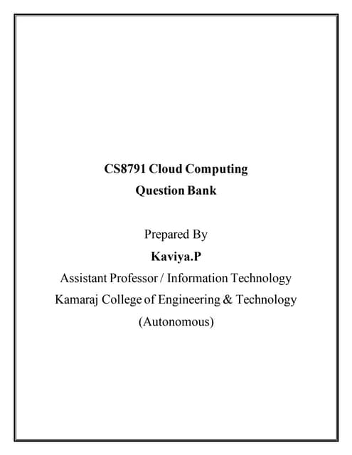 Cs8791 Cloud Computing Question Bank Pdf