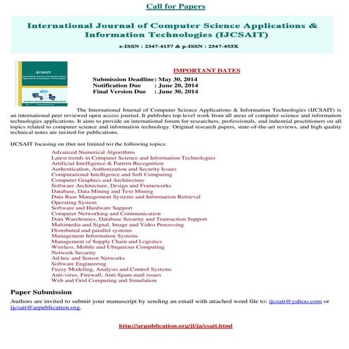 International Journal of Computer Science Applications & Information ...