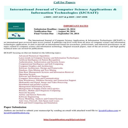International Journal of Computer Science Applications & Information Technologies (IJCSAIT) | PDF