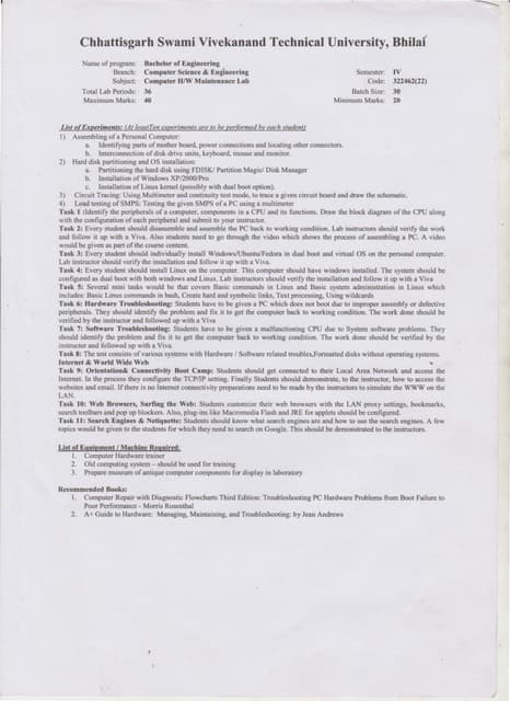 Computer Hardware And Simulation Lab Manual Doc Computer Peripherals Computing 9902