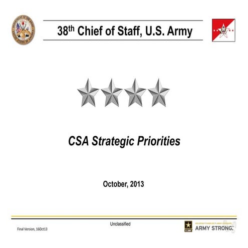 Chief of Staff, U.S. Army Strategic Priorities | PDF