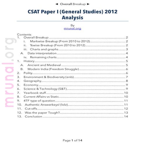 Csat paper i (general studies) 2012 analysis (mrunal.org) | PDF