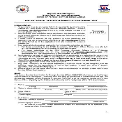 CSC-FSO Application Form Revised Oct, 9 2013 | PDF