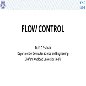CSC201 -Flow Control in phyton programming | PPT