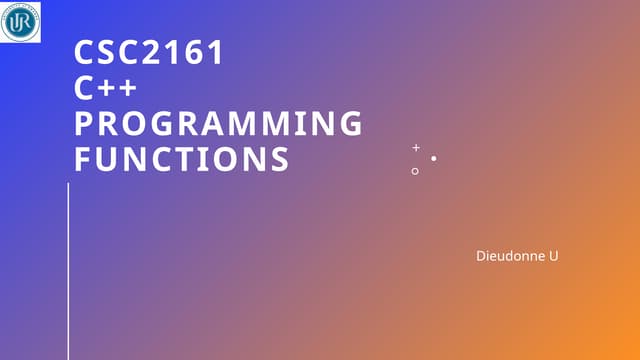 CSC2161Programming_in_Cpp_Lecture notes.pptx CSC2161Programming_in_Cpp_Lecture notes.pptx