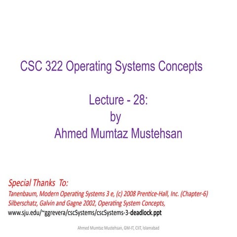 csc322:lecture 28 ( Deadlock) Operating.pptx