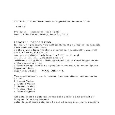 Csce 3110 Data Structures And Algorithms Summer 2019 1 Of Docx 