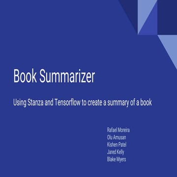 Using Stanza NLP and TensorFlow to create a summary of a book | PPTX | Programming Languages ...