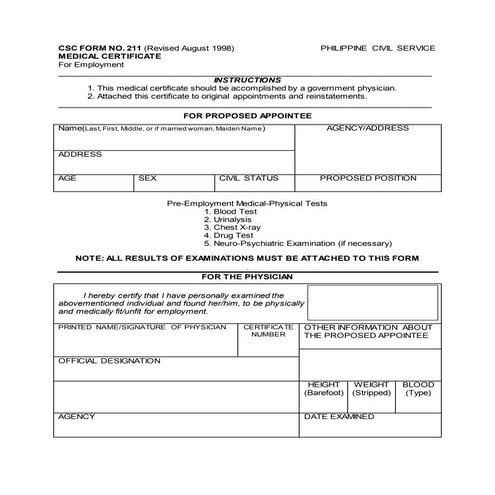 CSC Form 211 - Medical Certificate.doc
