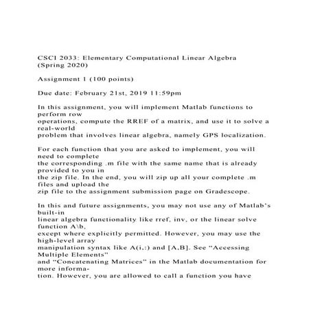 Csci 2033 Elementary Computational Linear Algebra Spring 20 Docx
