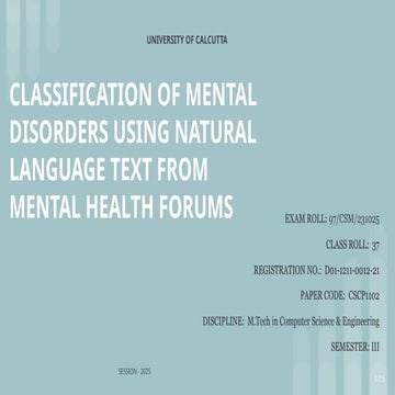 CLASSIFICATION OF MENTAL DISORDERS USING NATURAL LANGUAGE TEXT FROM ...