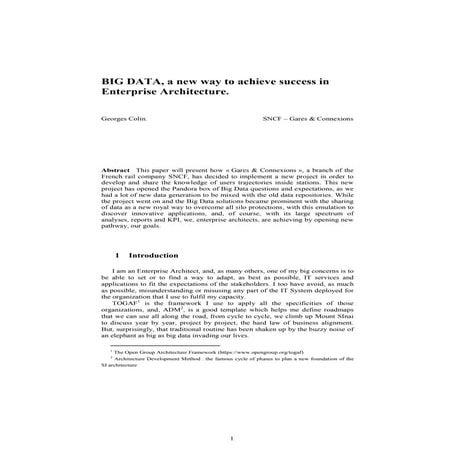 BIG DATA, a new way to achieve success in Enterprise Architecture ...
