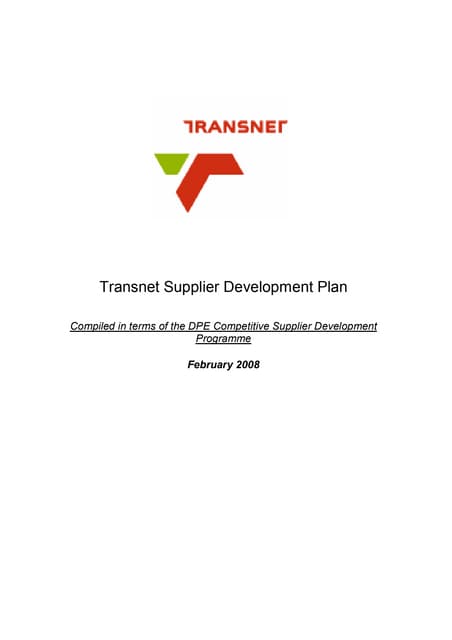 Transnet freight rail corridor development programme and road to rail ...