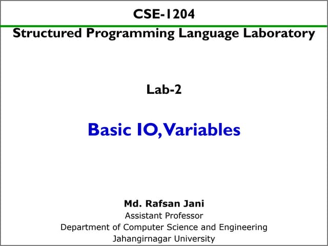 CSE-1204-Lab-02-Variables and Data Types.pptx CSE-1204-Lab-02-Variables and Data Types.pptx