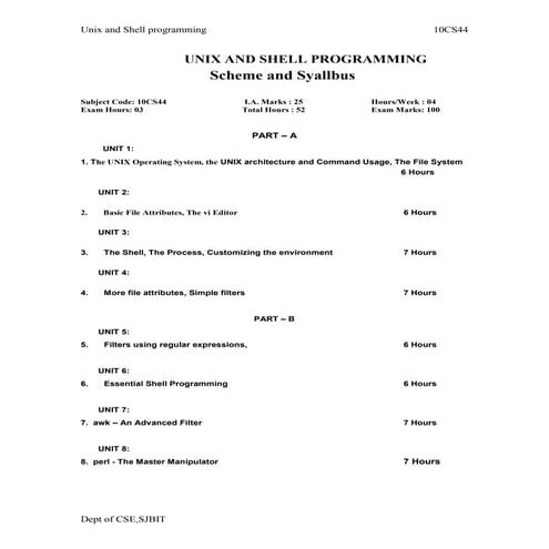 Cse Iv Unix And Shell Programming 10cs44 Notespdf 5087