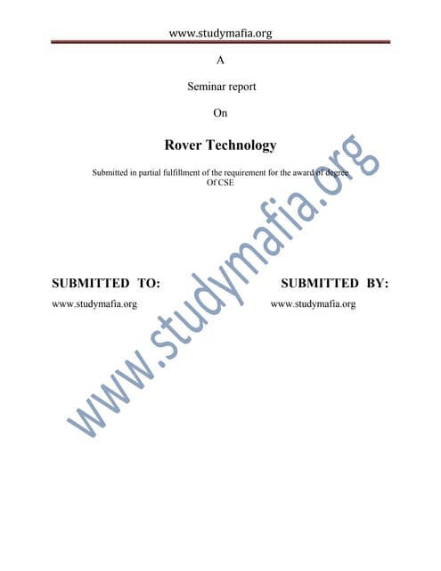 Rover Technology ppt | PPT