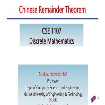 CSE1107 Chinese Remainder Theorem in Discrete Mathmatics.pptx