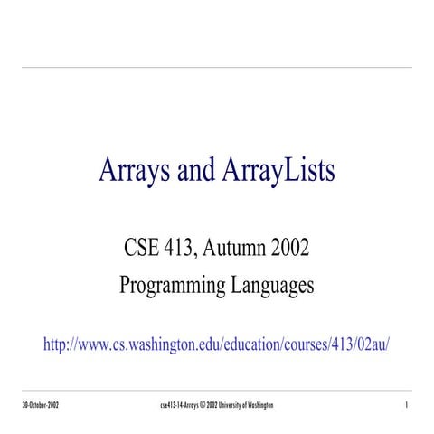 Programming Language Java Arrays and ArrayList | PPT