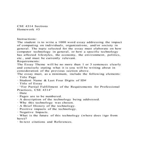CSE 4314 Sections Homework #3 Instructions The stu | DOCX